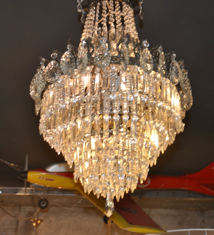 Vintage Crystal Chandelier, 1940s for sale at Pamono