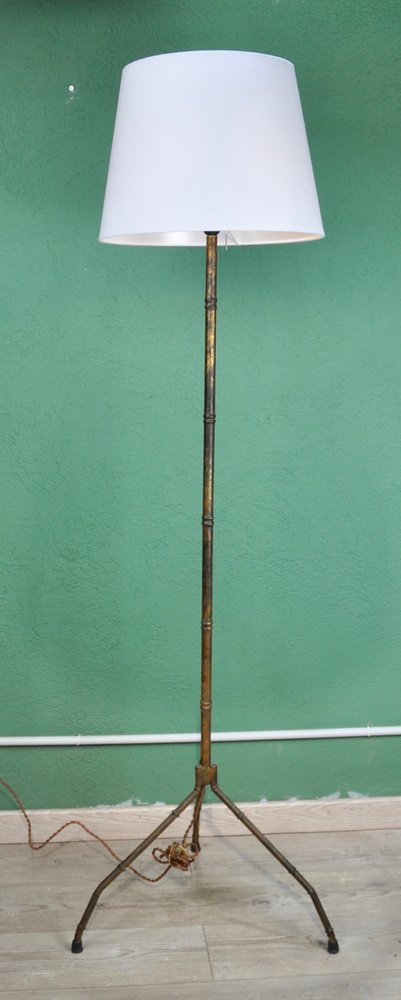 Bamboo Metallic Foot Lamp, 1950s for sale at Pamono