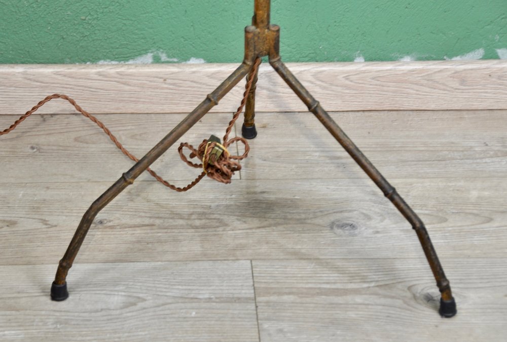 Bamboo Metallic Foot Lamp, 1950s for sale at Pamono