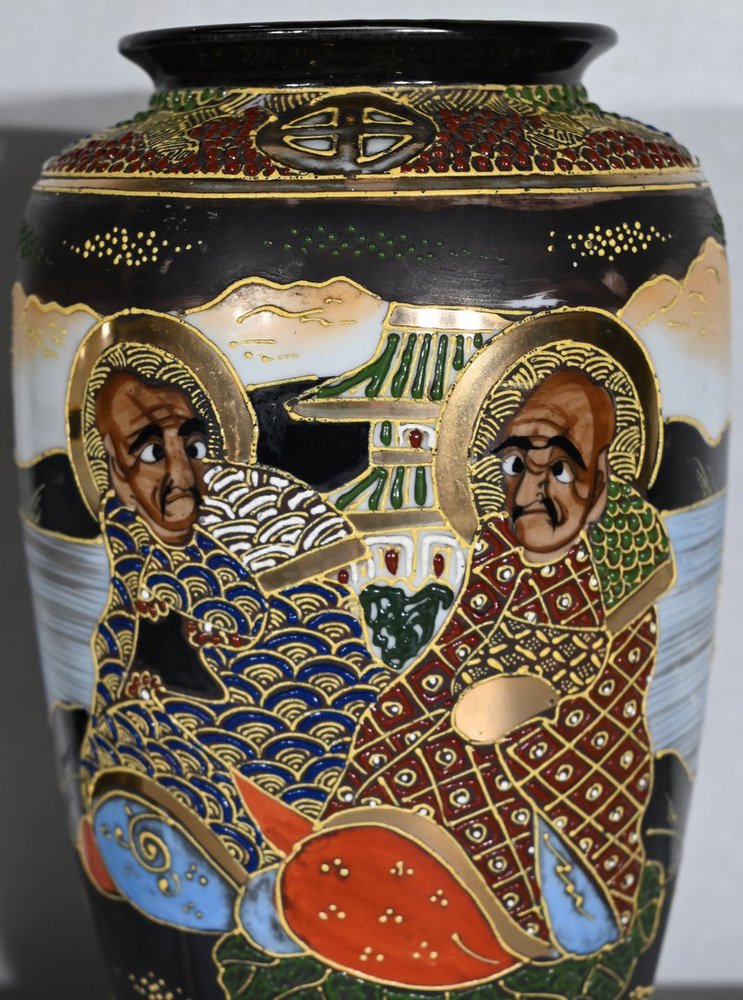 Early 20th Century Japan Porcelain Satsuma Vases, 1890s, Set of 2 for ...