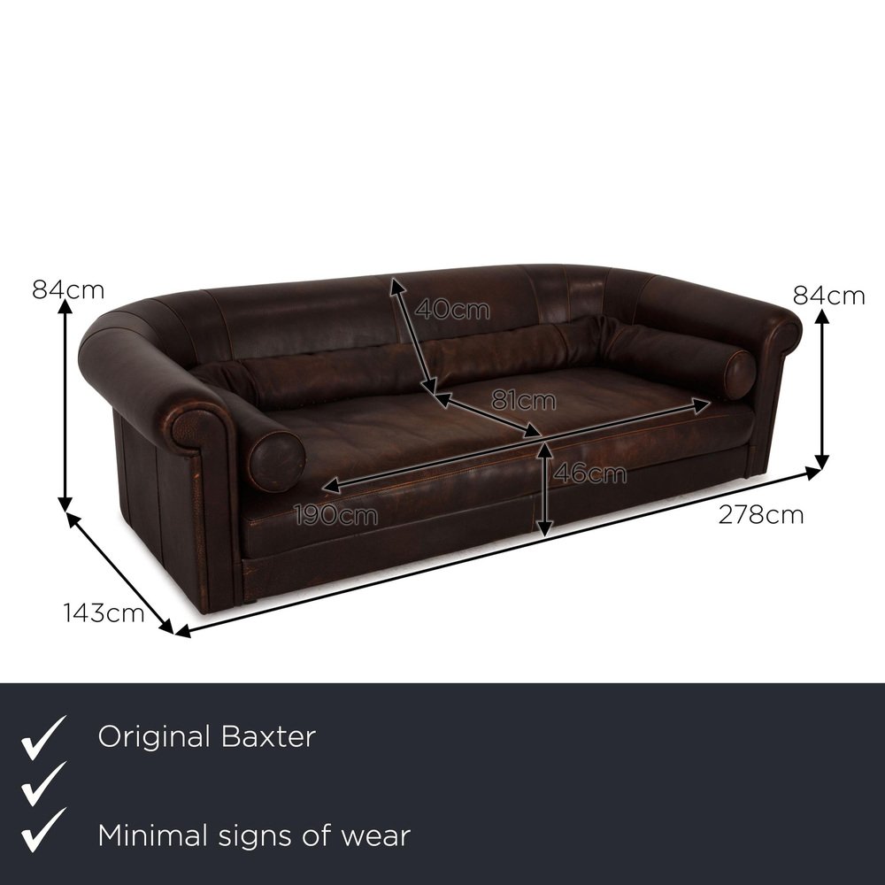 Dunkelbraunes Baxter 4-Sitzer Ledersofa von Alfred bei Pamono kaufen