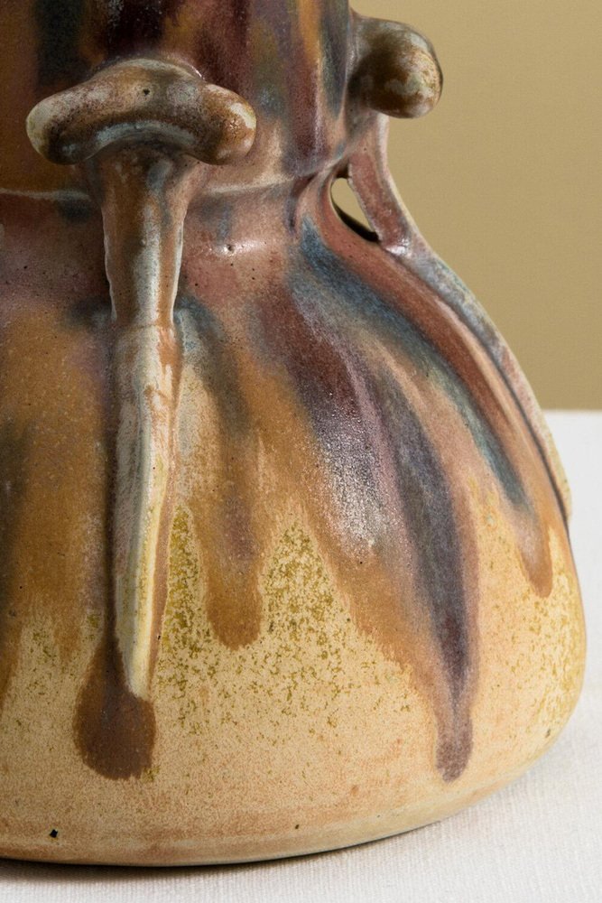 Art Nouveau Charles Greber Flamed Pottery Vase with Handles for sale at ...