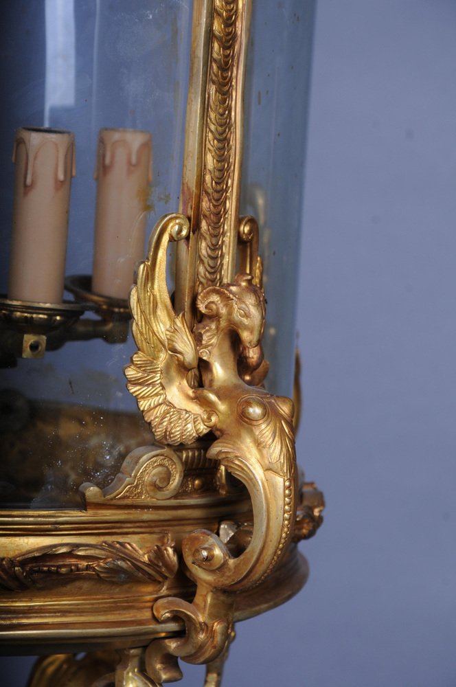 Französische Feuer Bronze & Messing Laterne Hängelampe bei Pamono kaufen