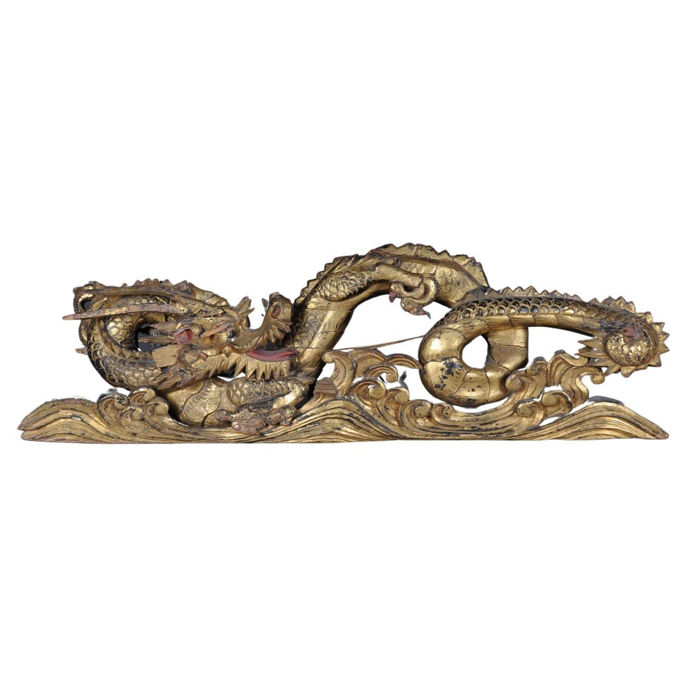 Chinese Ming Dragon Wall Decoration in Giltwood for sale at Pamono