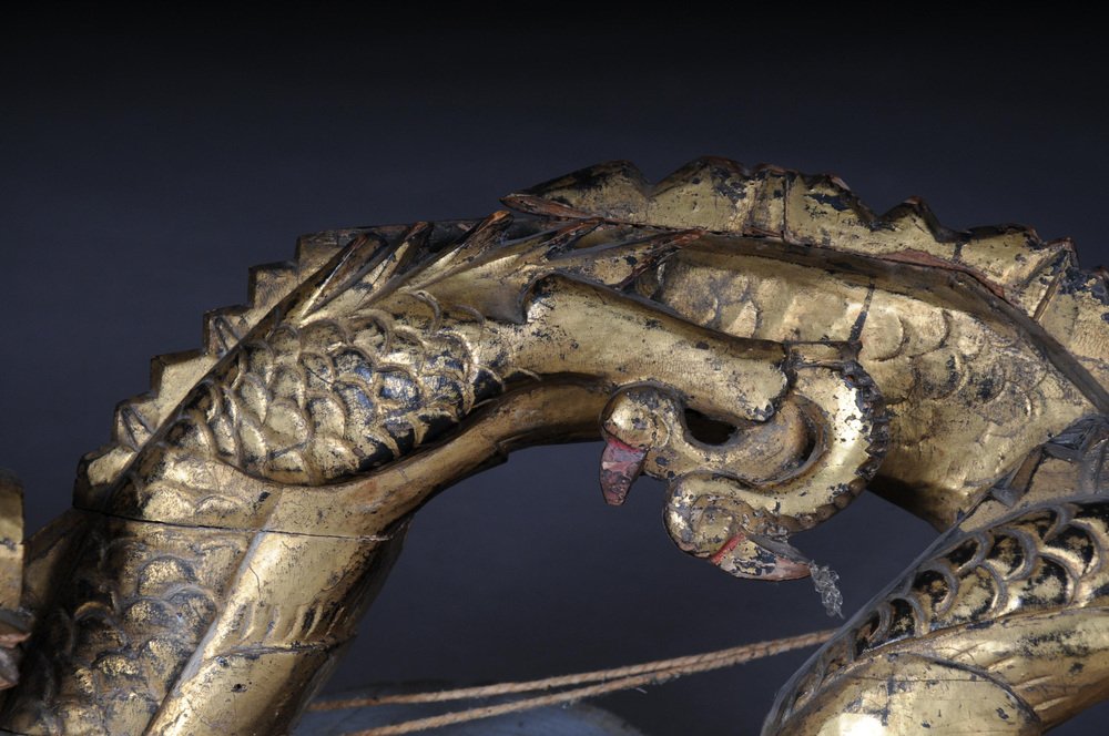 Chinese Ming Dragon Wall Decoration in Giltwood for sale at Pamono