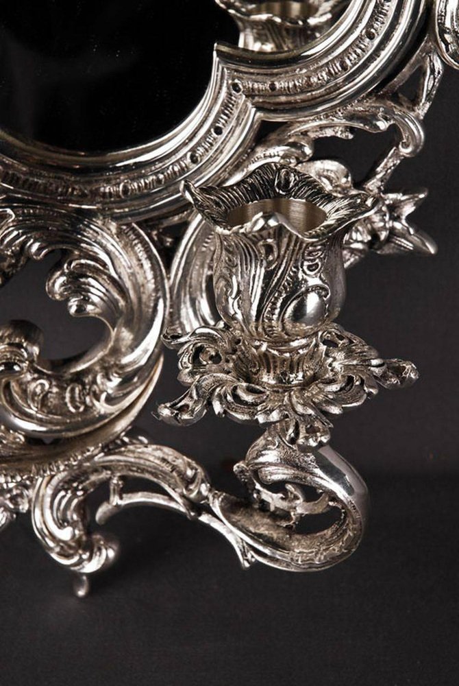 Espejo de pared estilo Rococó con candelabros, siglo XX en venta en Pamono