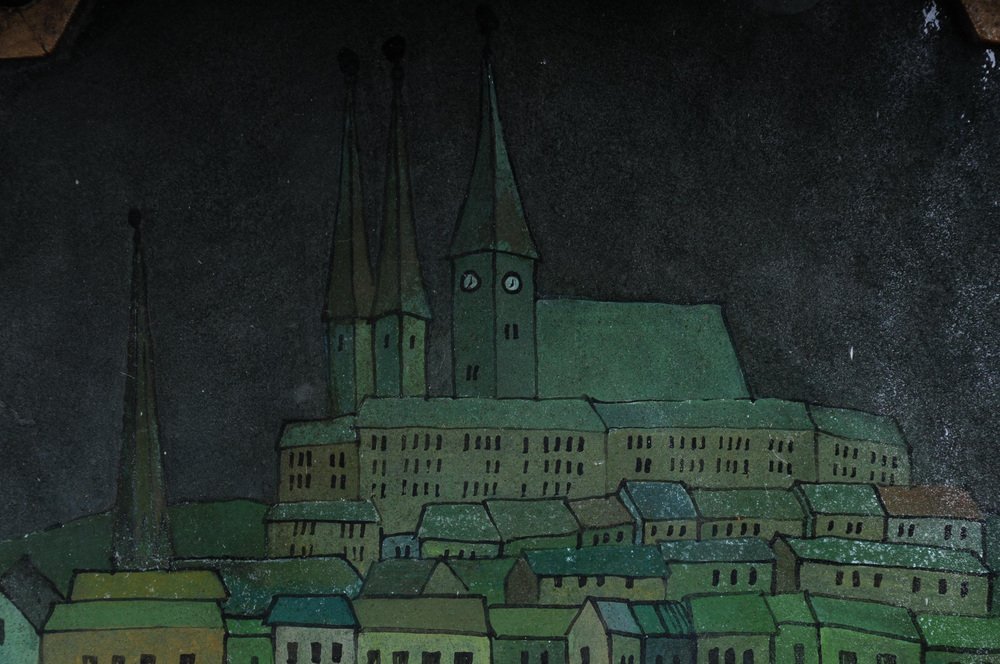 19th Century Solitaire Wall Panel with Painting for sale at Pamono