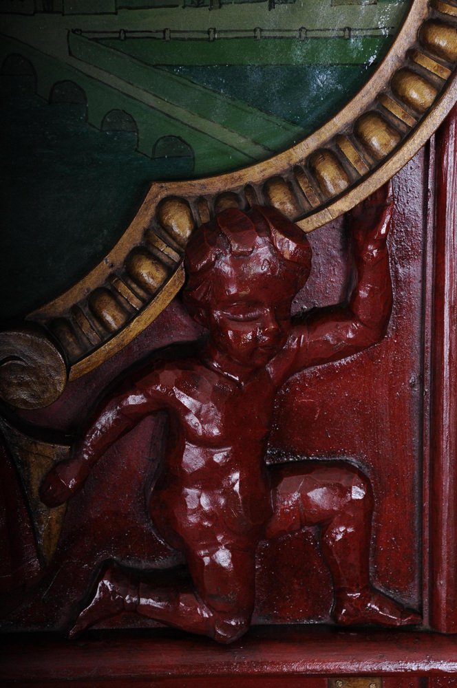 19th Century Solitaire Wall Panel with Painting for sale at Pamono