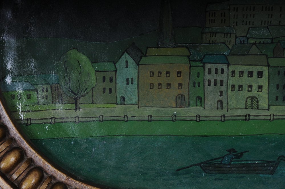 19th Century Solitaire Wall Panel with Painting for sale at Pamono