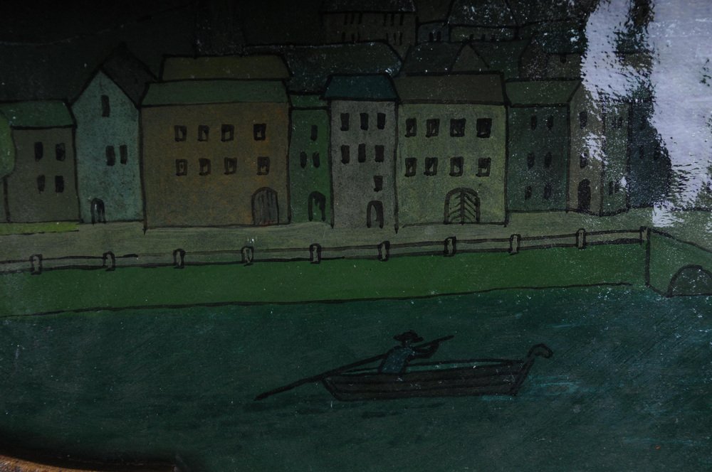 19th Century Solitaire Wall Panel with Painting for sale at Pamono