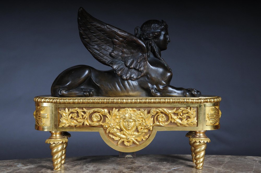 19th Century Empire Brass Sphinx Chimneys, 1860s, Set of 2 for sale at ...