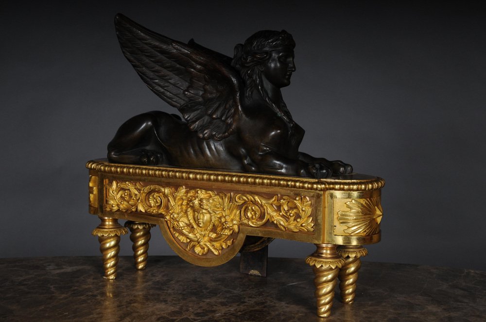 19th Century Empire Brass Sphinx Chimneys, 1860s, Set of 2 for sale at ...