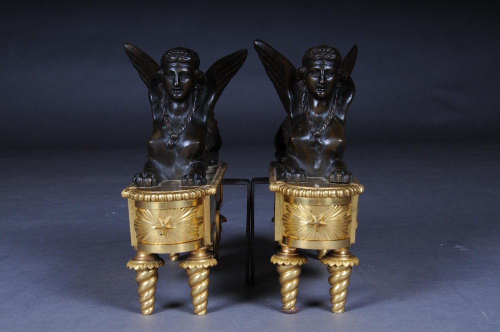 19th Century Empire Brass Sphinx Chimneys, 1860s, Set of 2 for sale at ...