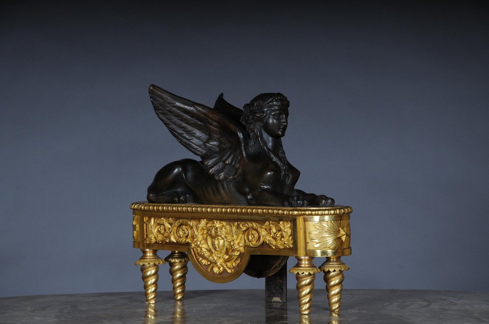 19th Century Empire Brass Sphinx Chimneys, 1860s, Set of 2 for sale at ...