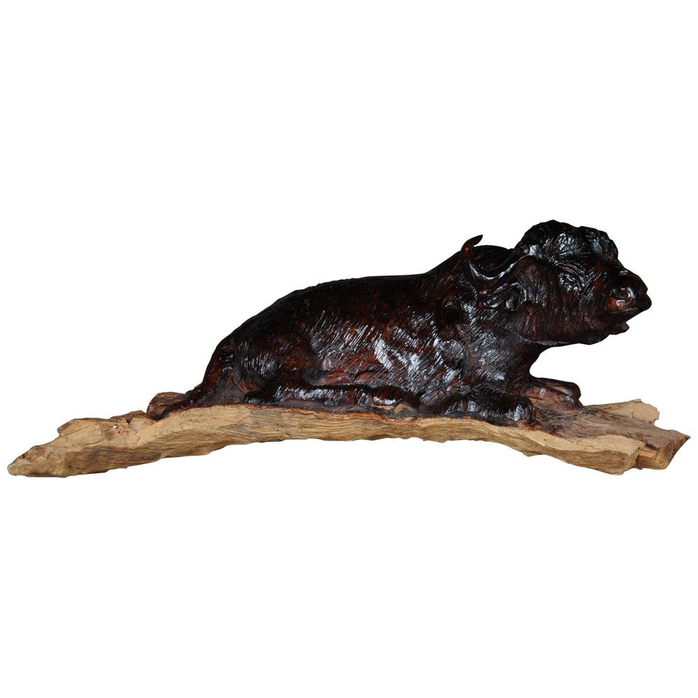 Hand Carved Bison Sculpture for sale at Pamono