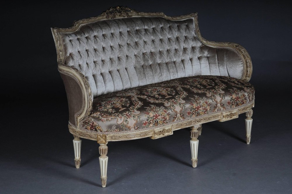 Französisches Louis XVI Sofa und Sessel, 3er Set bei Pamono kaufen