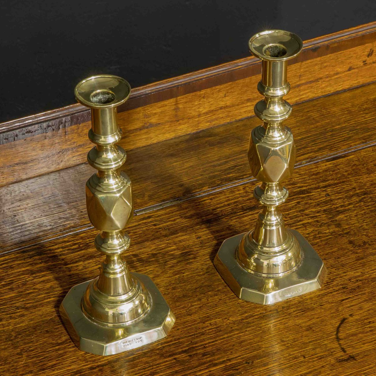 Victorian Queen of Diamond Brass Candlesticks, 1890s, Set of 2 for sale ...