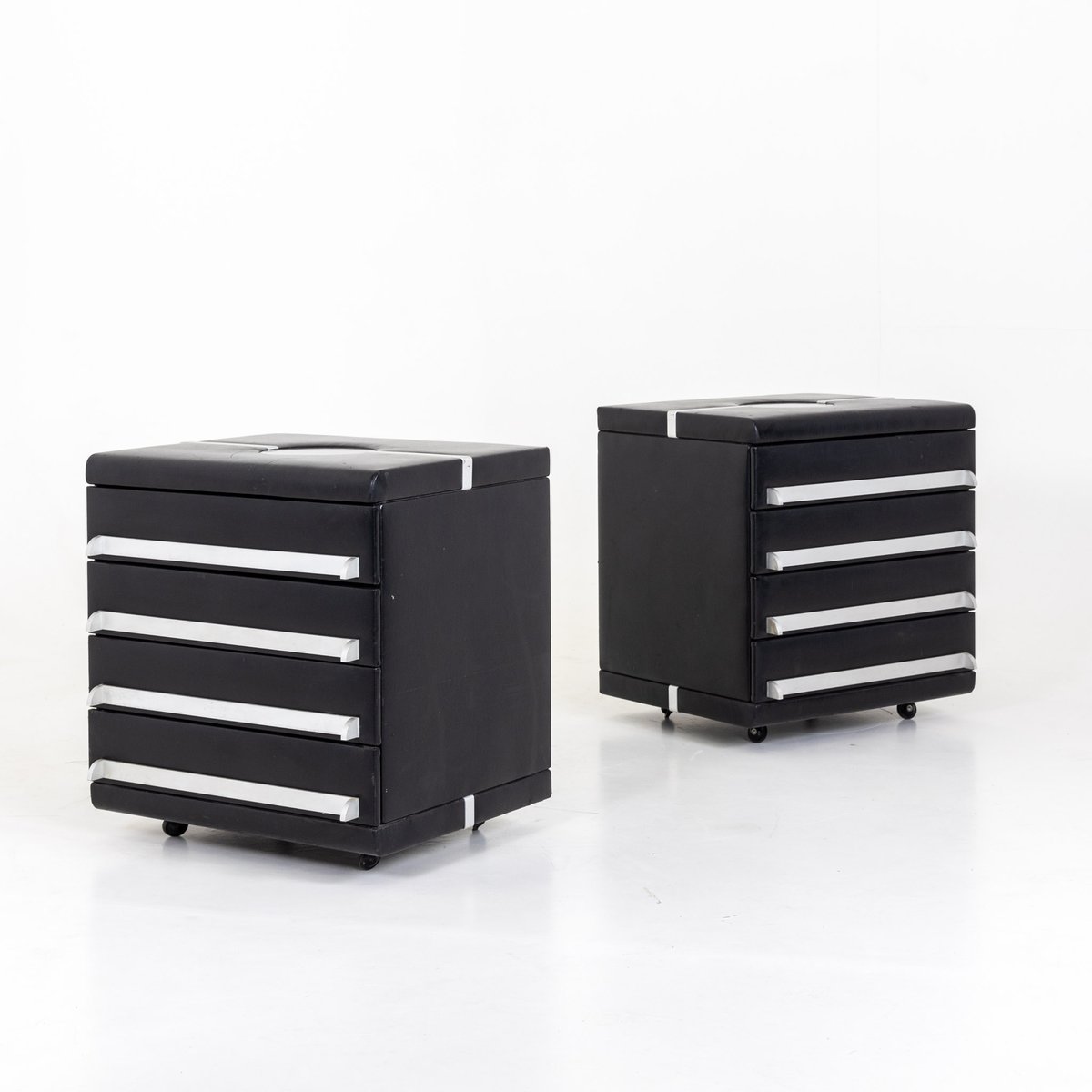 Leather-Covered Filing Cabinets, Late 20th Century, Set of 2 for sale ...