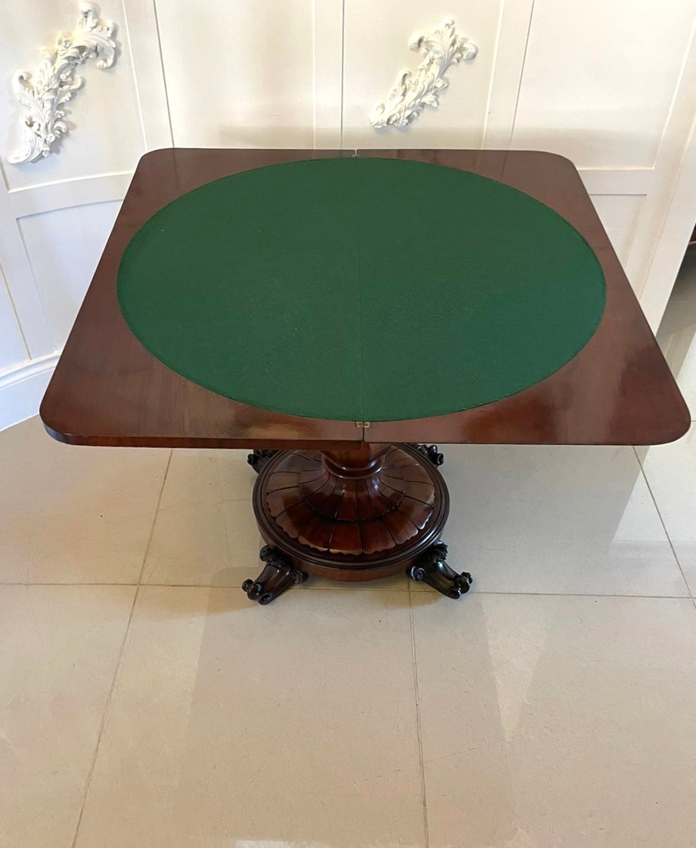 Antique Victorian Mahogany Card Table, 1850s for sale at Pamono