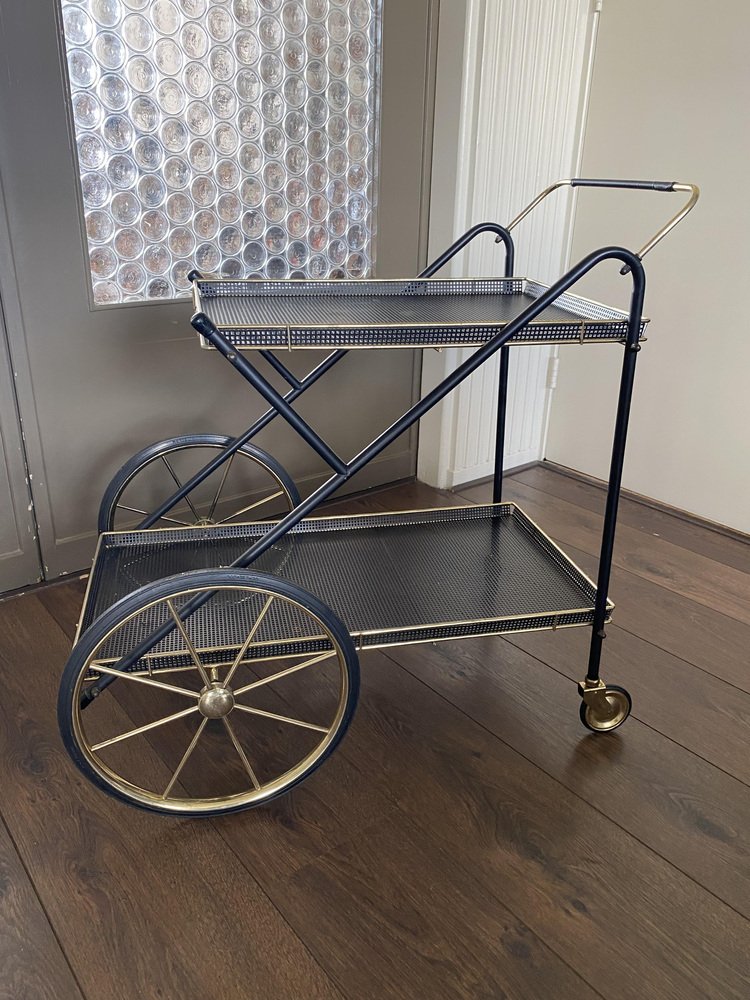 Italienischer Vintage Regency Barwagen aus Messing & Metall, 1950er bei ...
