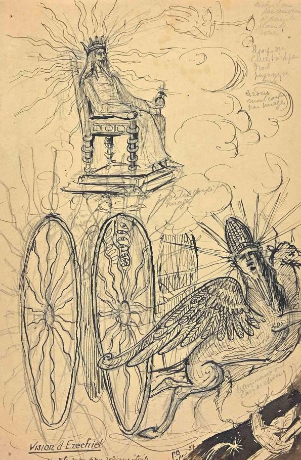 Unknown, The Sacred Flying Chariot: Ezekiel's Vision, Pen & Pencil ...