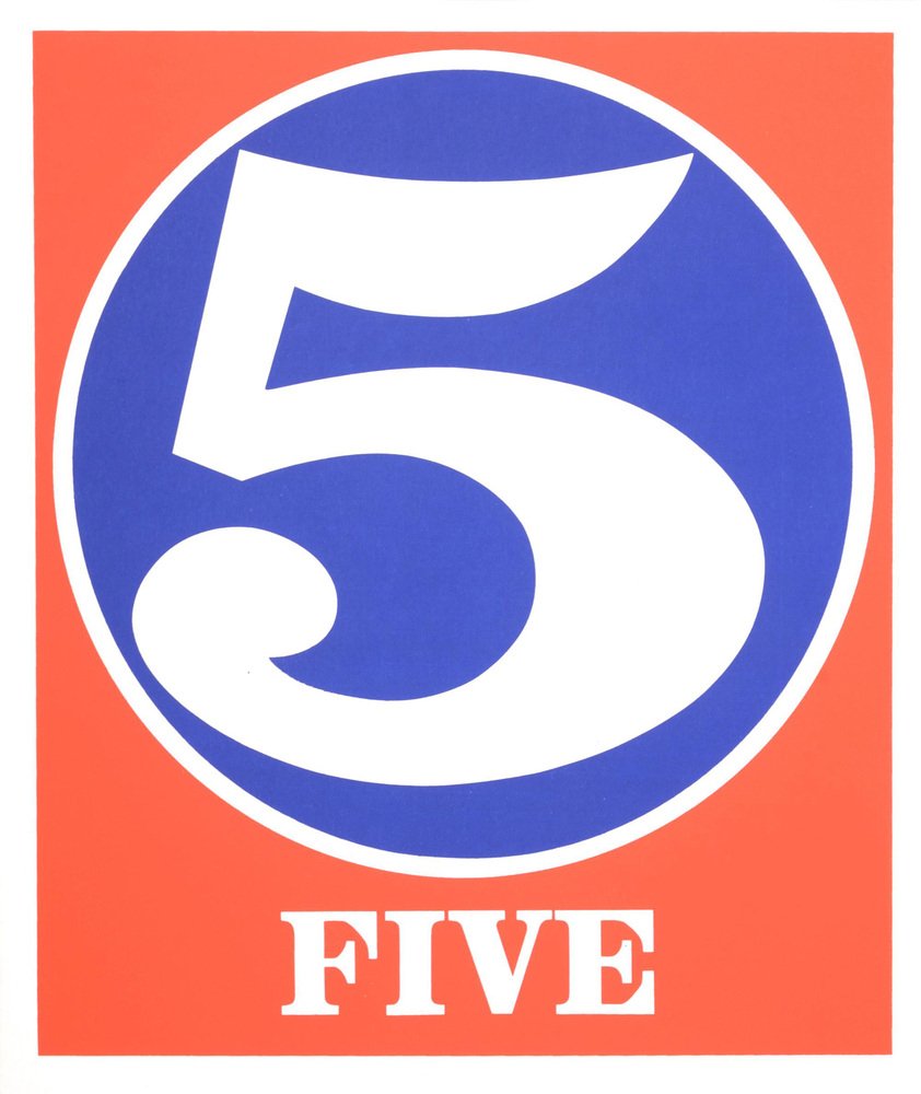 Robert Indiana, Number 5 (Medium), 1968, Original Color Screen Print on ...