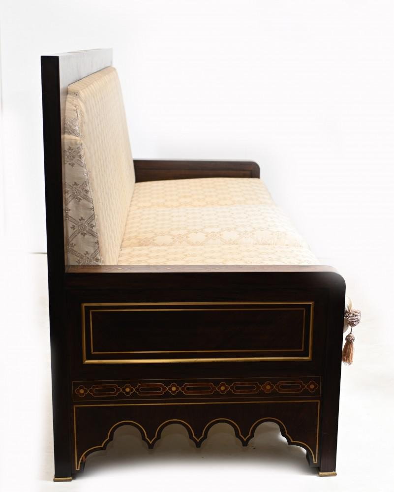 Middle Eastern Settee Sofa with Inlaid Seat, 1930s for sale at Pamono