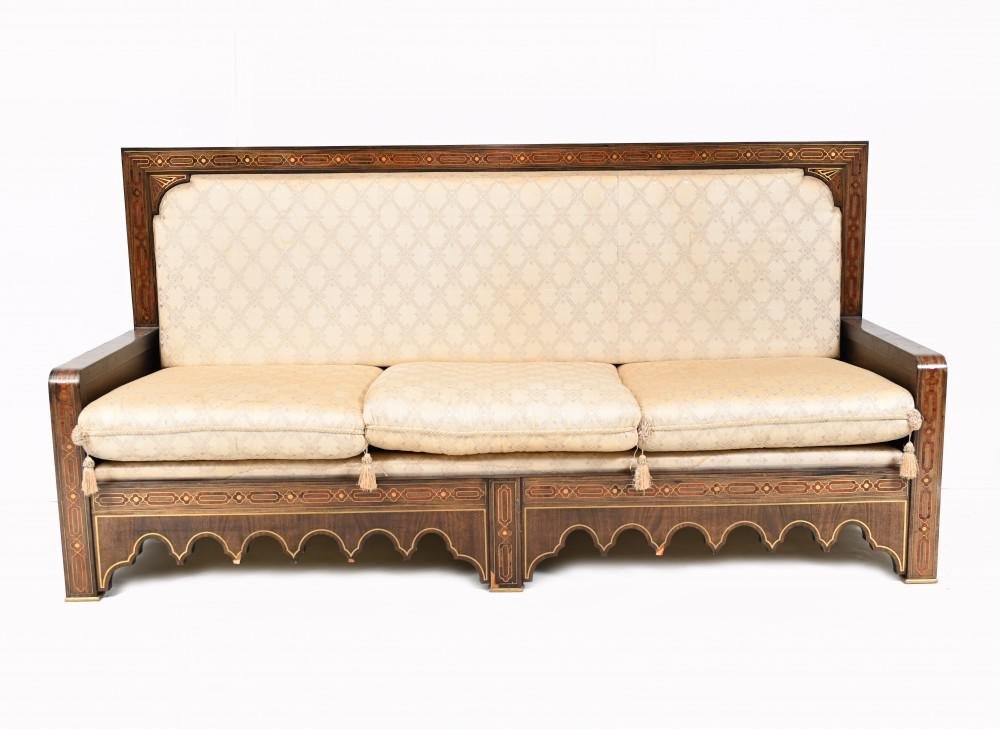 Middle Eastern Settee Sofa with Inlaid Seat, 1930s for sale at Pamono