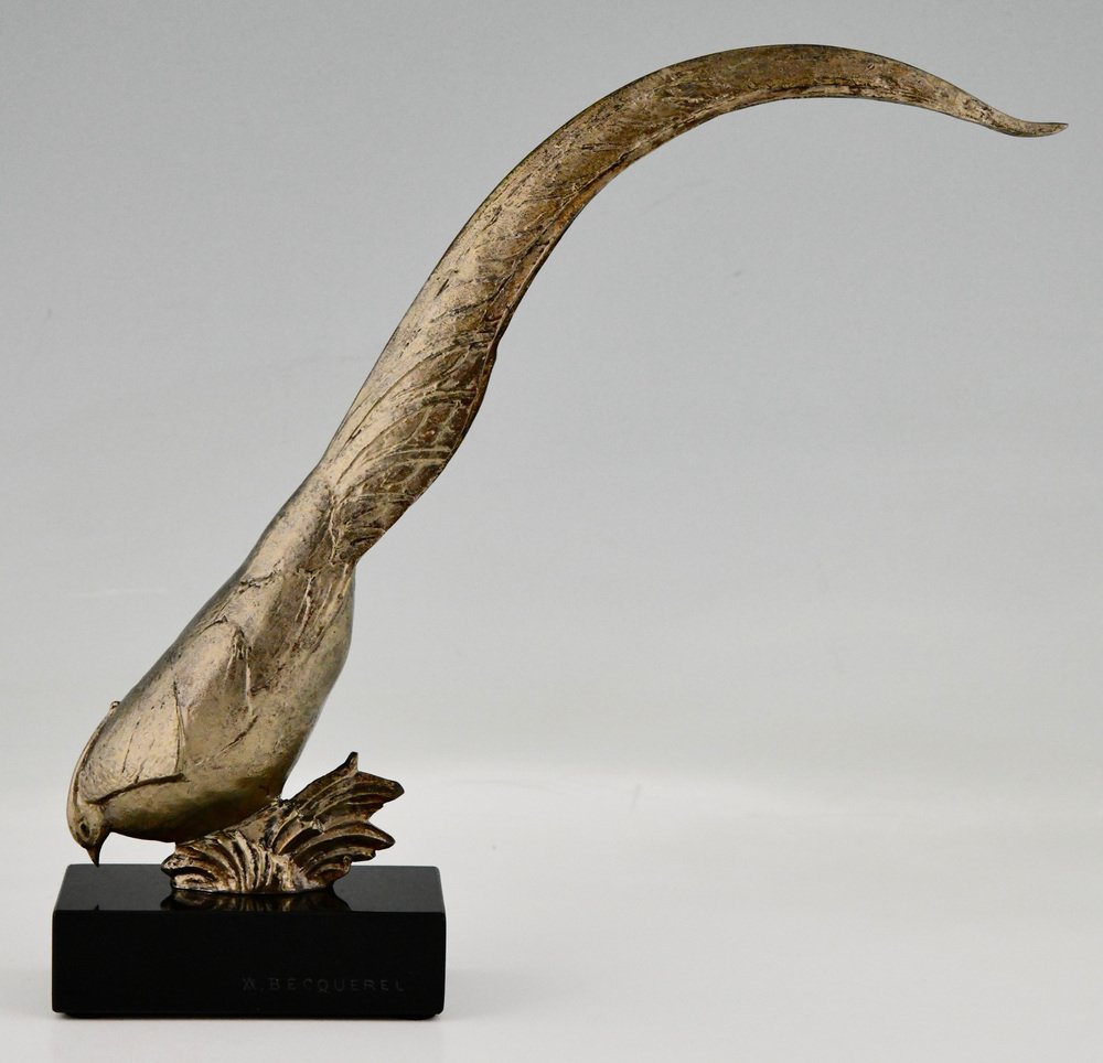 Andre Vincent Becquerel, Art Deco Pheasant, 1925, Bronze & Marble for ...