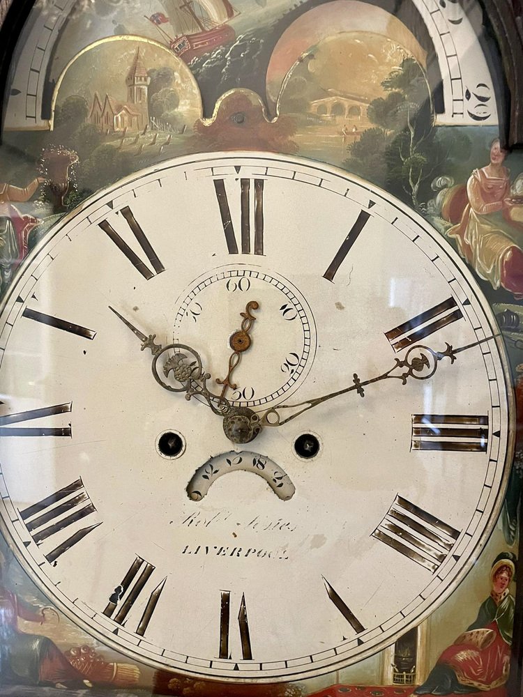 Antique George III Oak Carved Moon Phase Longcase Clock, 1800s for sale ...