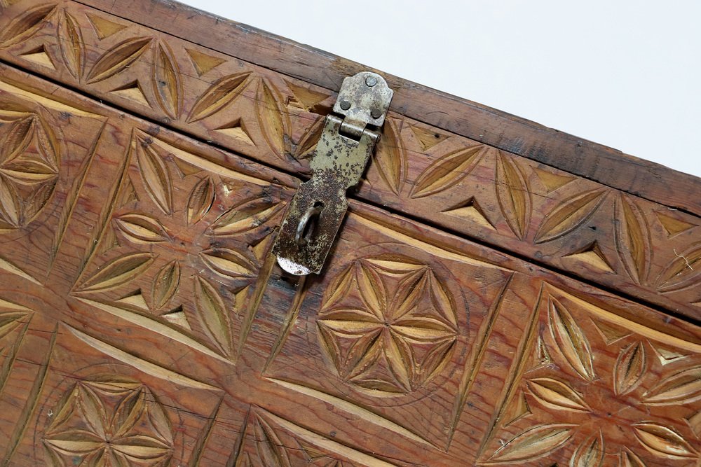 Antique Cedar Wood Treasure Dowry Chest Box, Nuristan, Afghanistan ...