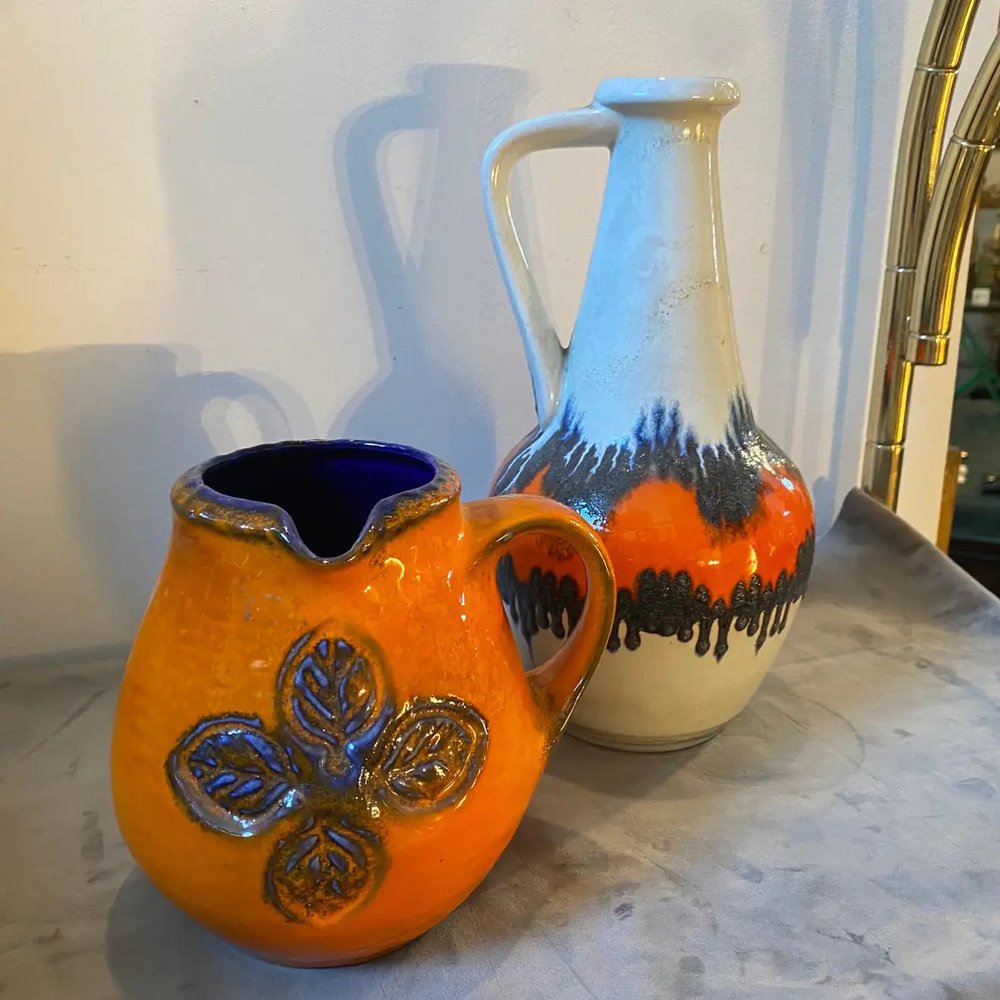 Mid-Century Modern Fat Lava Ceramic Jugs from Scheurich, Germany, 1970s ...