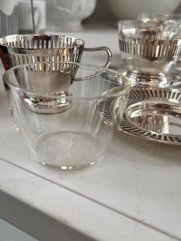 Silver-Plated Cups from Fa. Wolkenstein & Blissful, Vienna, 1920s, Set of 6 for sale at Pamono