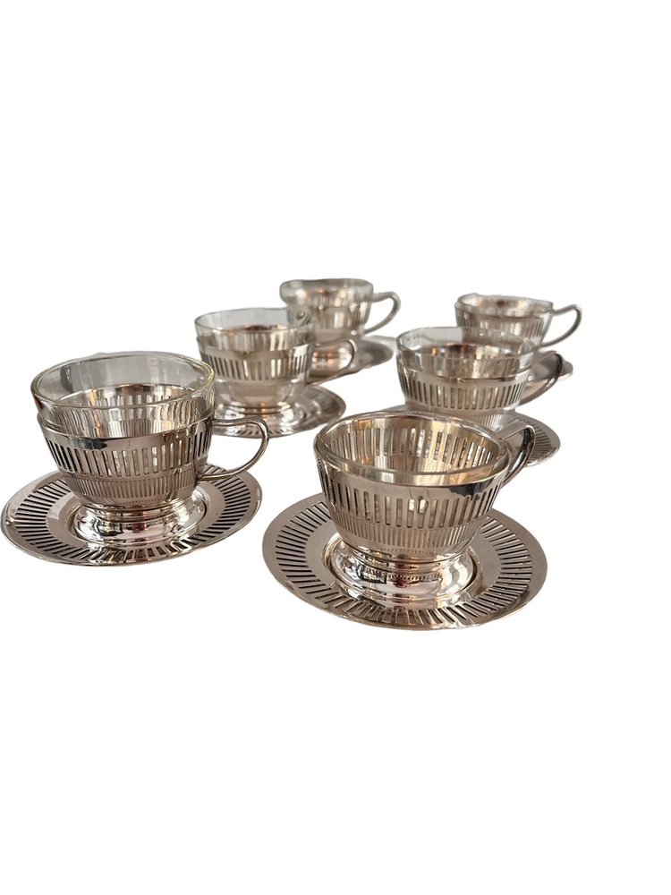 Silver-Plated Cups from Fa. Wolkenstein & Blissful, Vienna, 1920s, Set of 6 for sale at Pamono