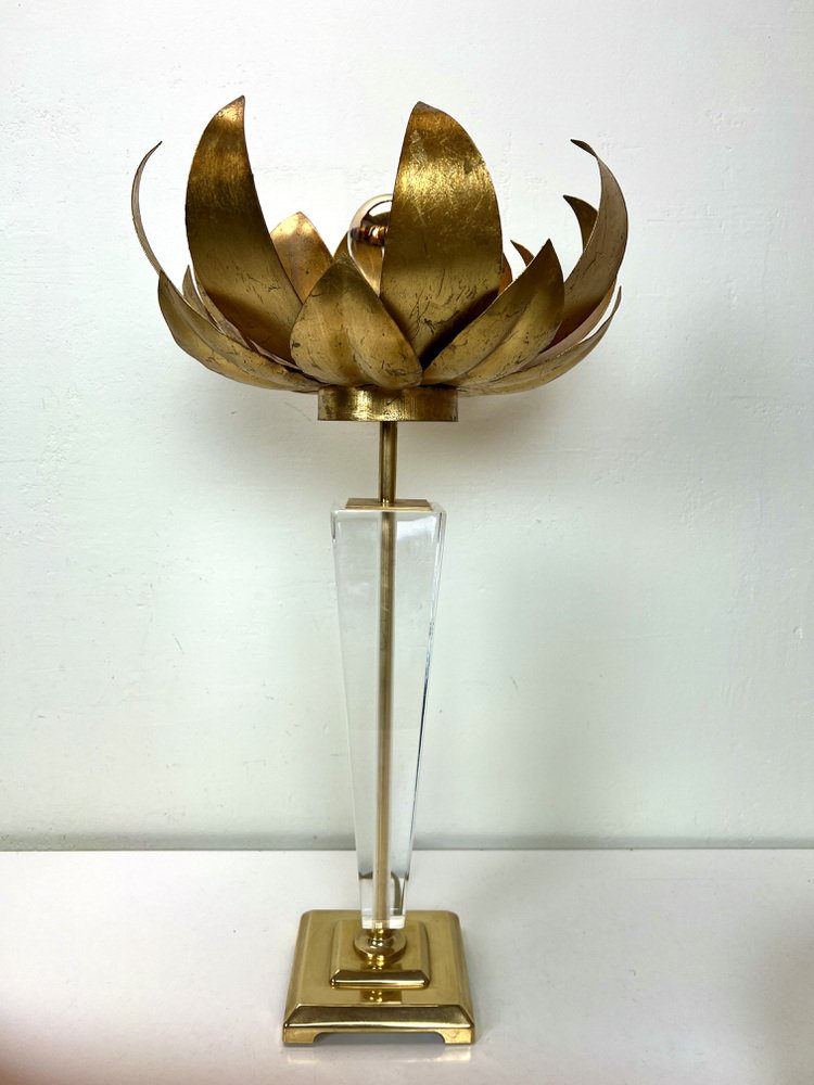 Large Acylic Glass Lotus Flower Table Lamp from from Sölken Leuchten ...