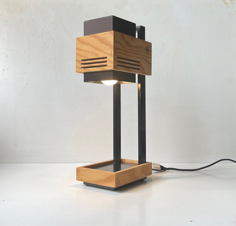 Cubist Table Lamp in Plywood and Steel by Claus Bolby for Cebo Industri ...