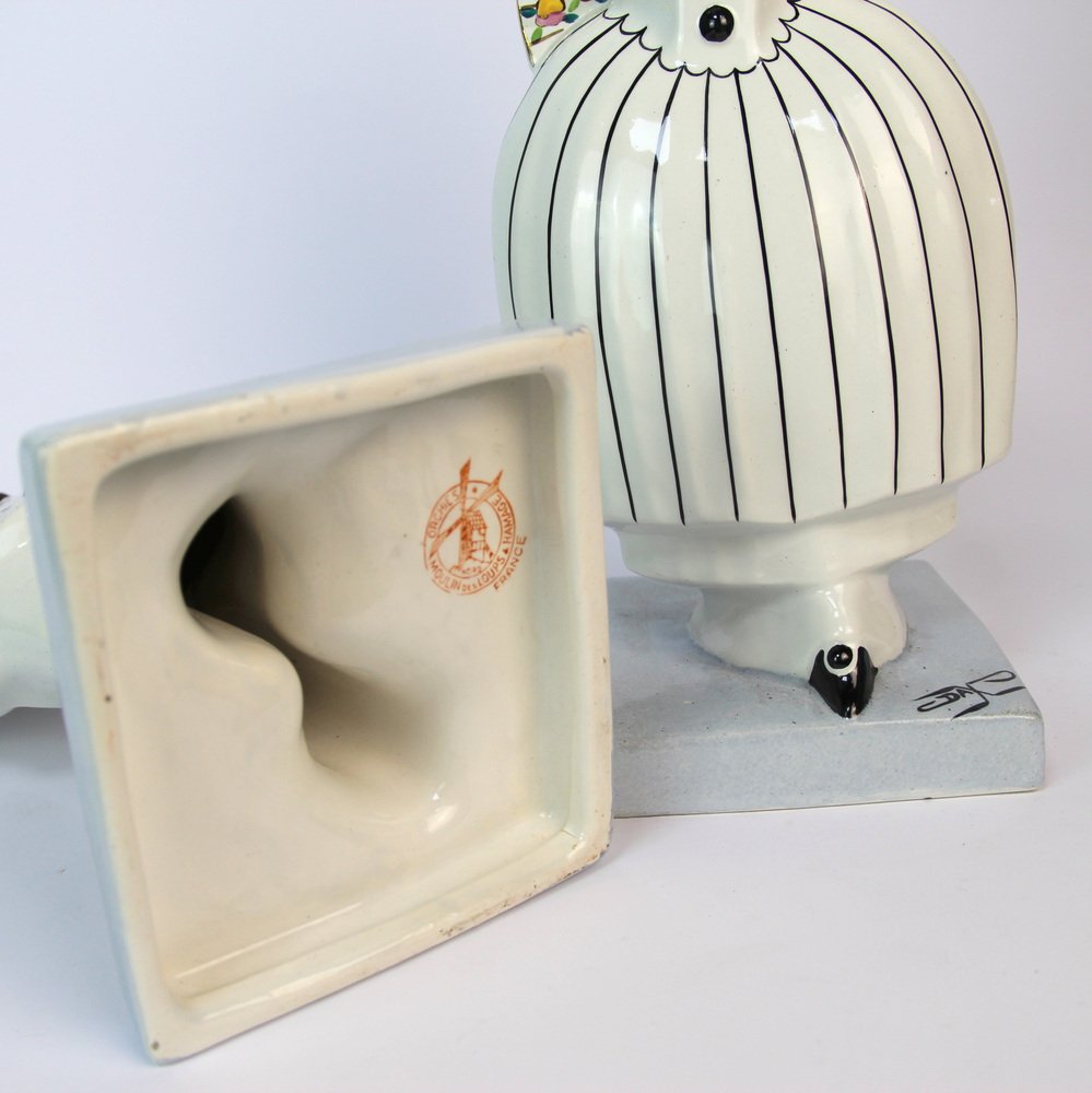 Art Deco Ceramic Sculptures of Pierrot and Colombina by Edouard Cazaux ...