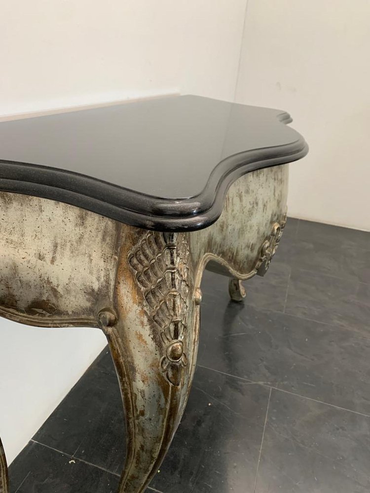 Patinated Silver Black Marble Eclectic Console Baroque, 1990s for sale ...