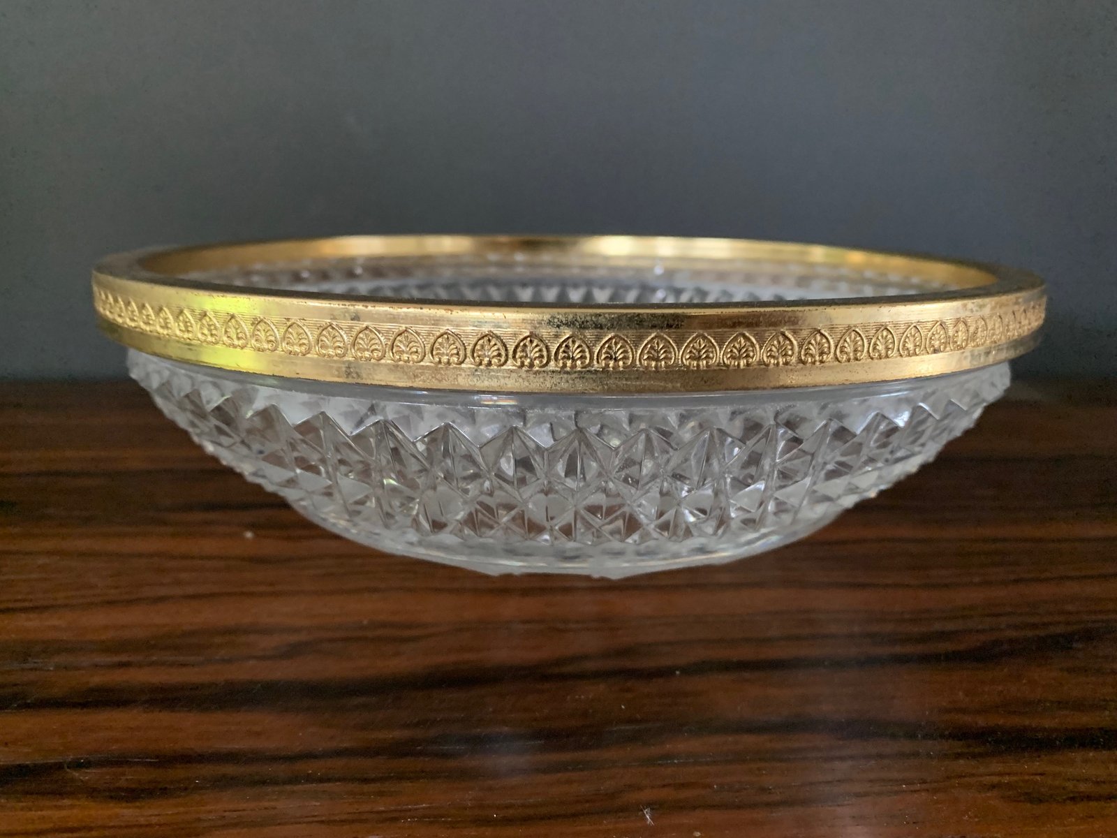 Vintage Baccarat Crystal Cut Bowl with Diamond Tip for sale at Pamono