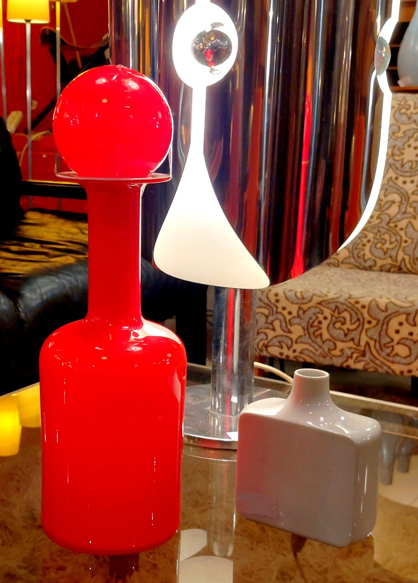 Large Red Glass Bottle Vase With Ball By Otto Brauer For Holmegaard 1960s For Sale At Pamono