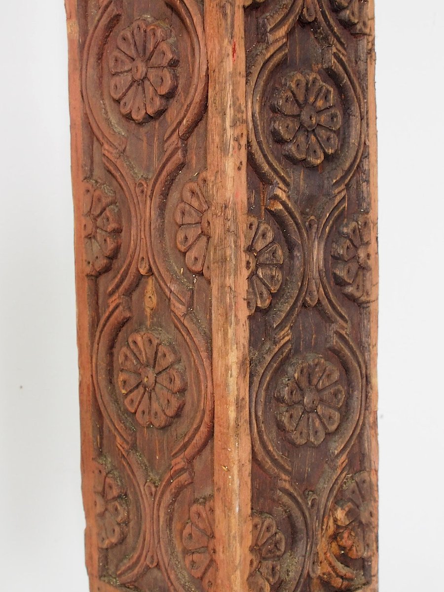 Antique Orient Hand-Carved Wooden Pillar Column, Swat Valley Pakistan ...