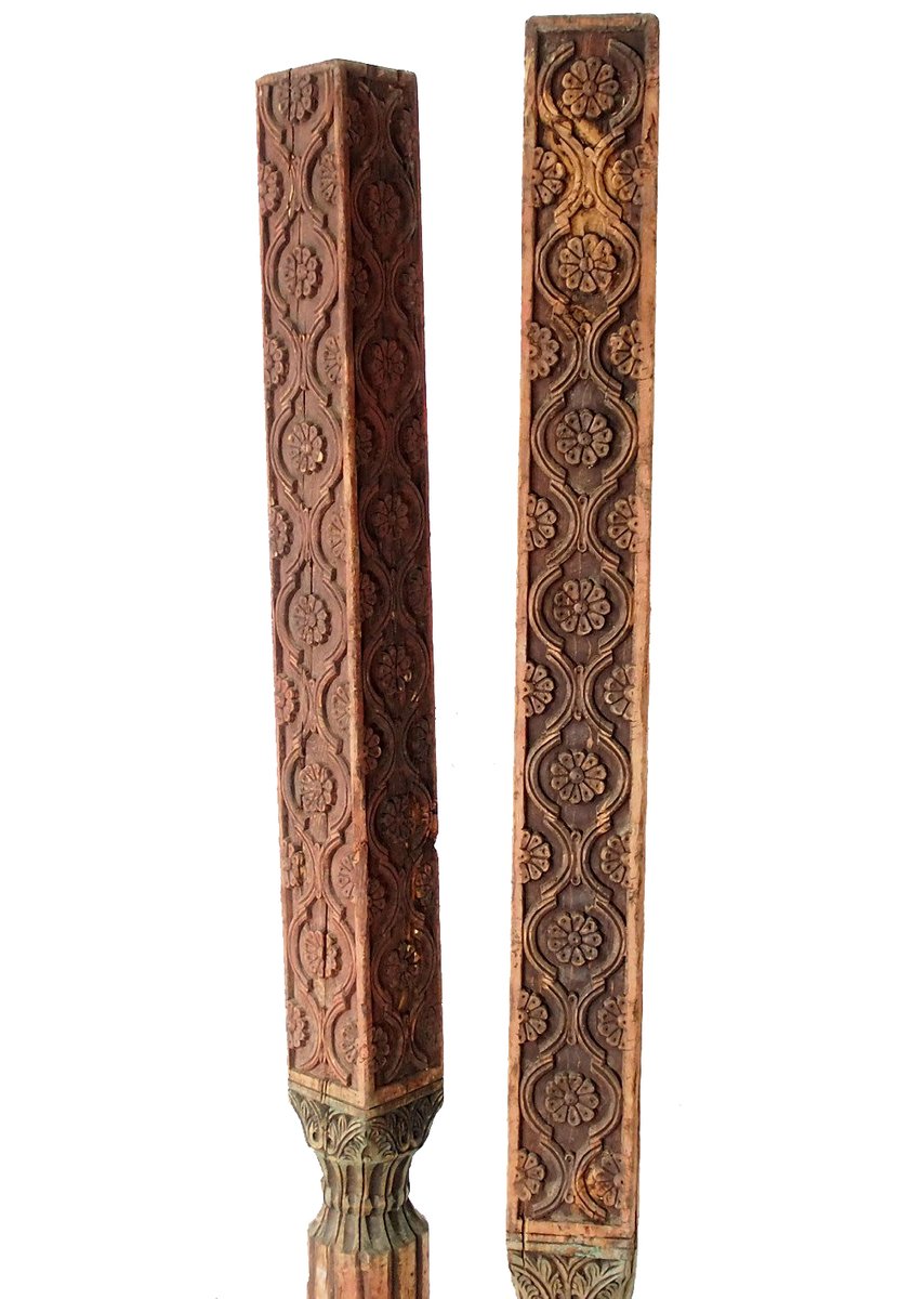 Antique Orient Hand-Carved Wooden Pillar Column, Swat Valley Pakistan ...