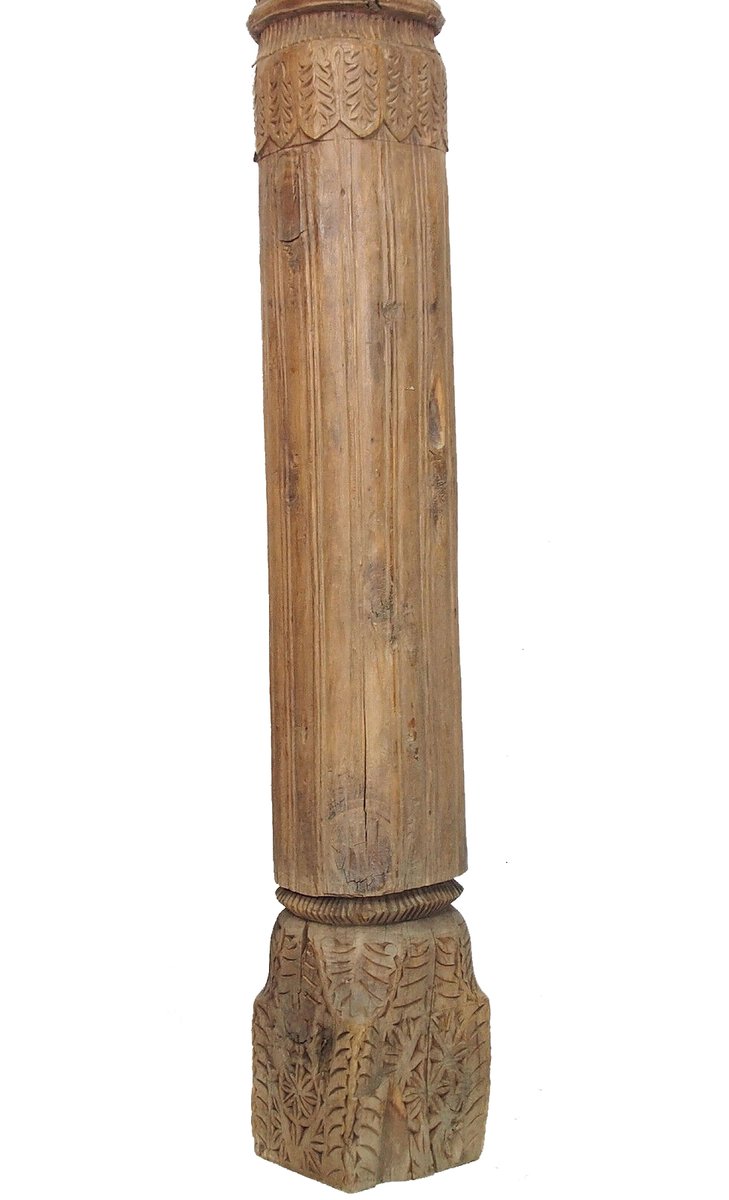 Antique Hand-Carved Wooden Pillar Column, Swat Valley Pakistan, 1890s ...