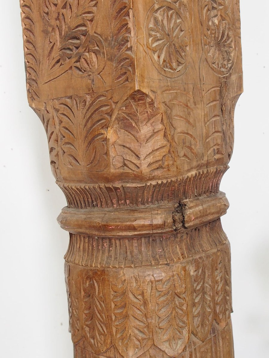 Antique Hand-Carved Wooden Pillar Column, Swat Valley Pakistan, 1890s ...