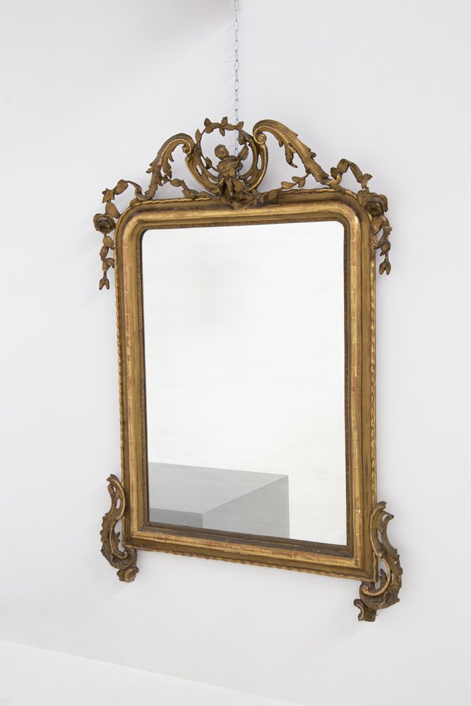 Antique Gilt Wooden Mirror for sale at Pamono