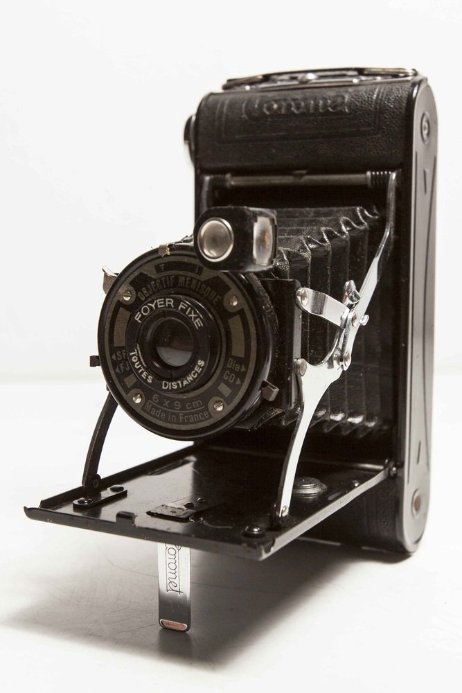 Appareil Photo Pliant en Argent avec Objectif Ménisque Fixe et Pochette ...