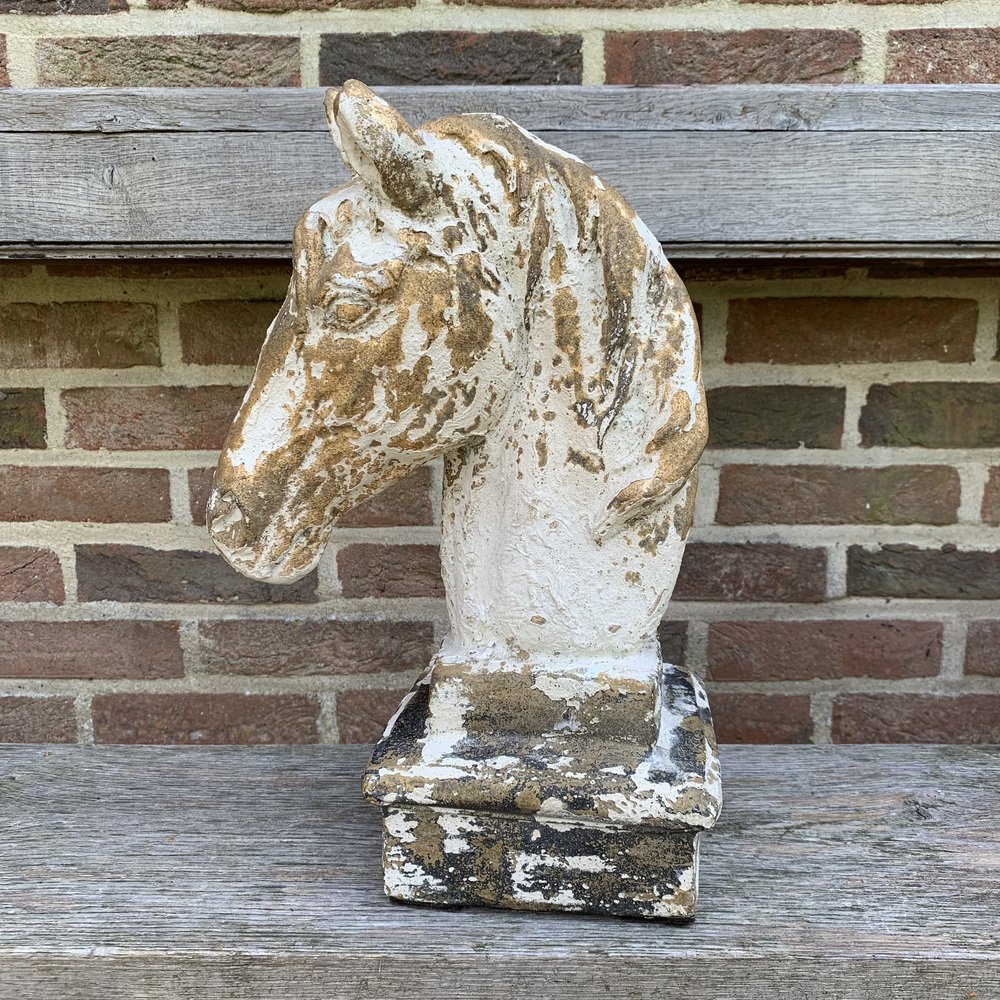 Patinated Plaster Horse's Head, 1800s for sale at Pamono