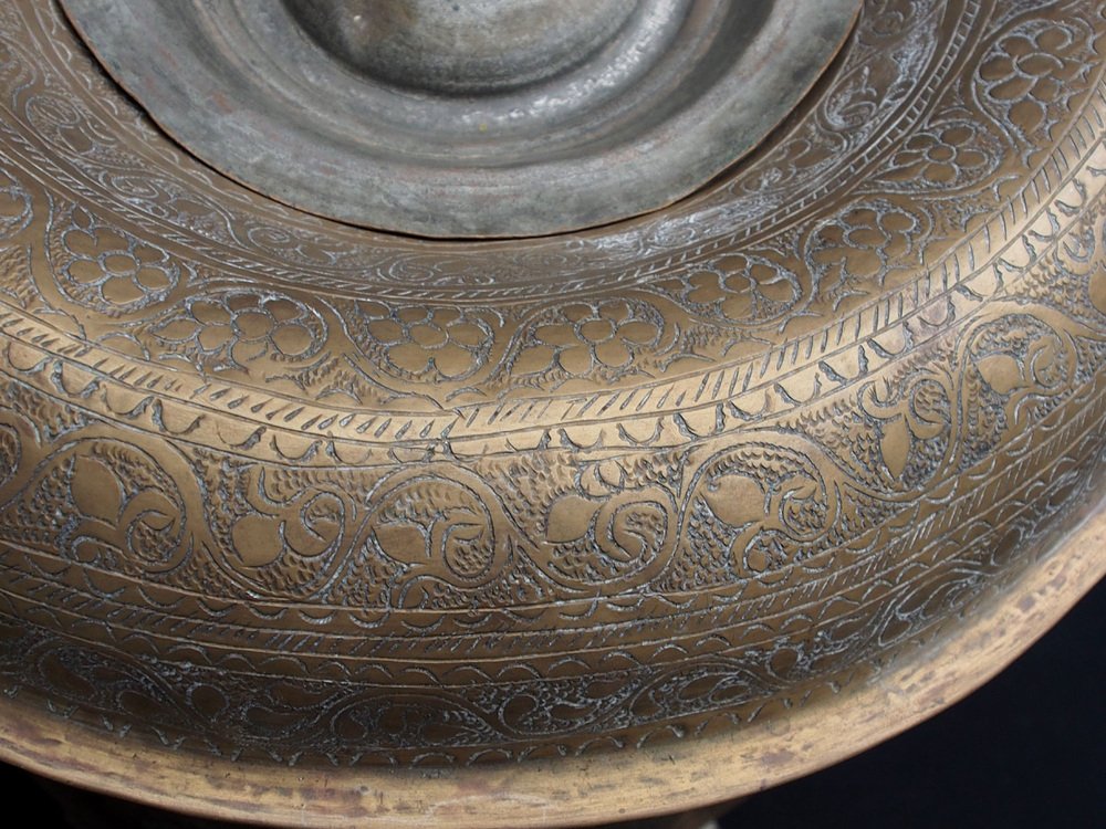 Large Antique Islamic Engraved Brass Bucket, 1920s for sale at Pamono