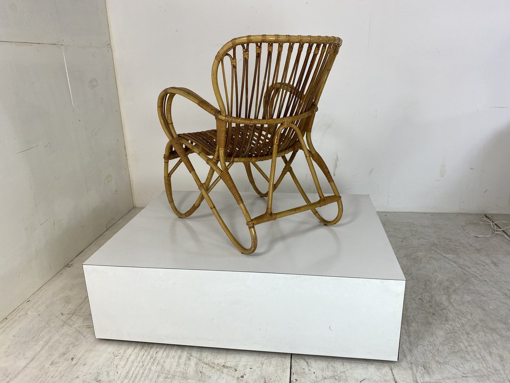 Vintage Rattan And Bamboo Easy Chair From Rohé Noordwolde 1950s For