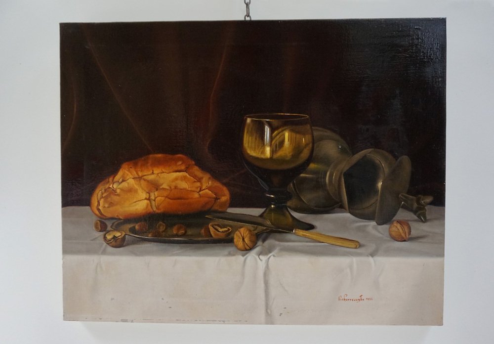 Belgian Artist, Still Life, 1983, Oil on Canvas Paintings, Set of 3 for ...